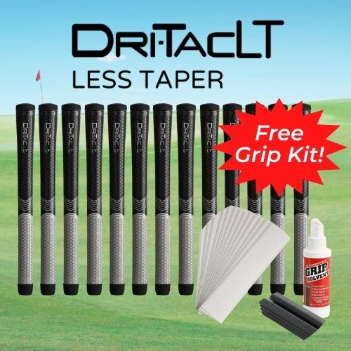 13 Winn Dri-Tac (Less Tapered) Black & Gray Golf Grip, All Sizes Within ...